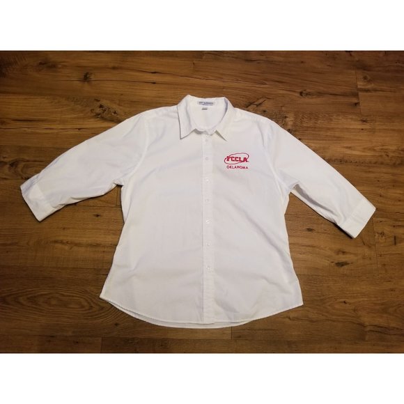Port Authority | Tops | Fccla Oklahoma White Dress Shirt Ladies Xl High ...